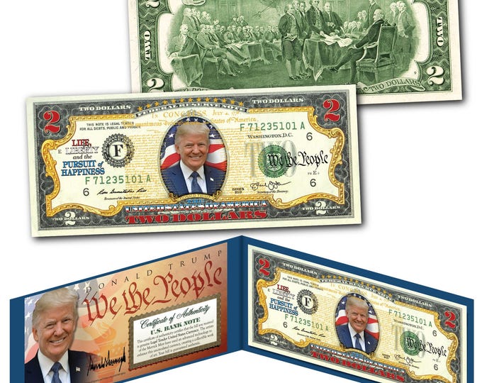 DONALD TRUMP Make America Great Again Two Dollar Bill on Genuine US ...