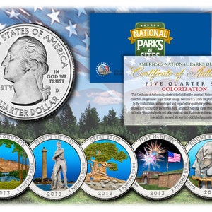 America the Beautiful COLORIZED Parks Quarter 5 Coin Sets - Choose Year ...