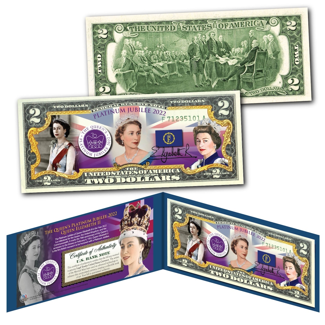 Queen Elizabeth II "platinum Jubilee" Two Dollar Bill Genuine US ...