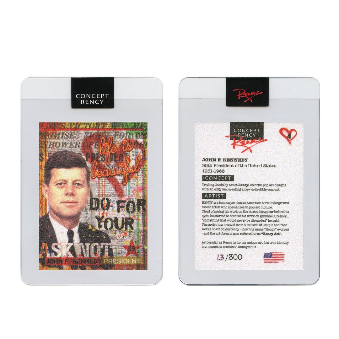 John F. Kennedy President Pop Art DIAMOND DUST Gold Border Trading Card ...
