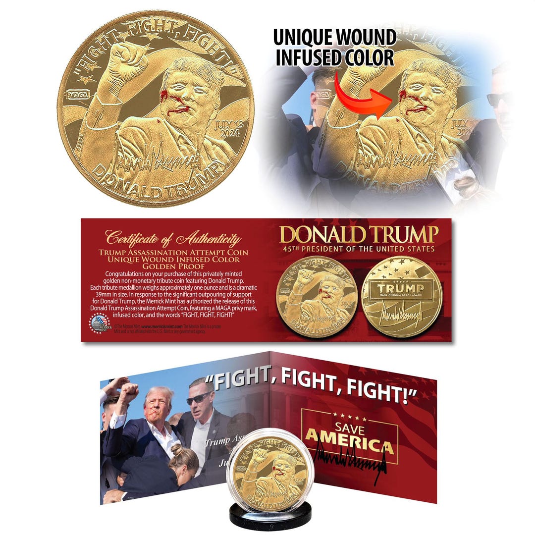 NEW! Donald Trump Fight Fight Fight Nickel-silver 1oz GOLDEN Color ...