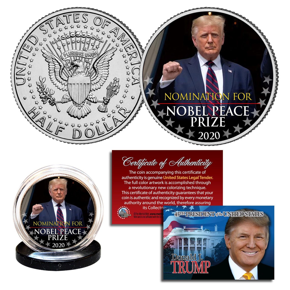 DONALD TRUMP Nobel Peace Prize Nomination John F. Kennedy Half | Etsy