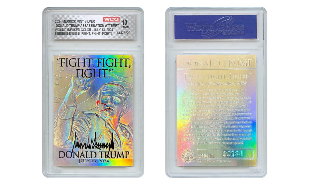 DONALD TRUMP Assassination Fight Wound Infused Color Silver Hologram ...