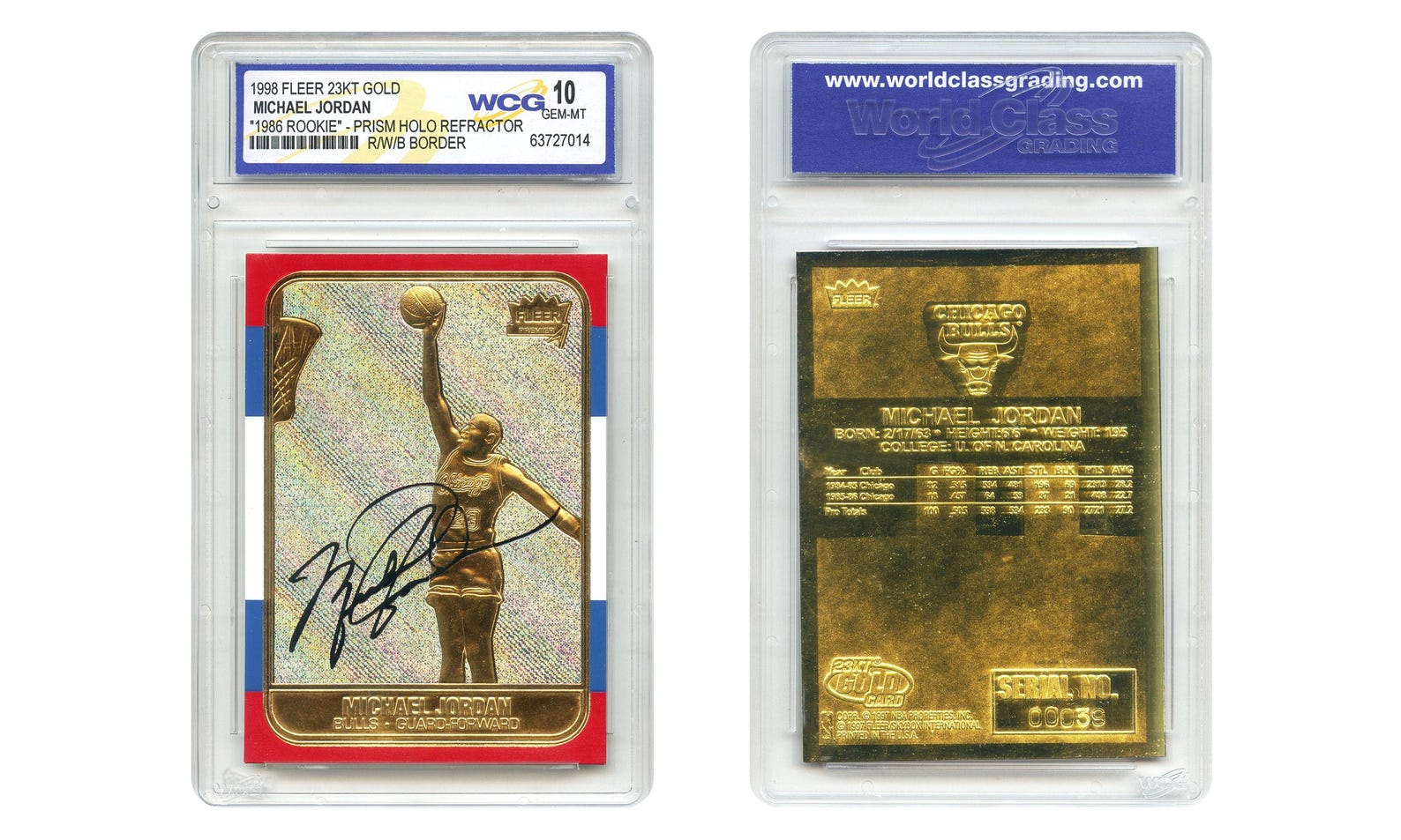 Michael Jordan 1998 Fleer 23K Gold Card PRIZM HOLO Signature Rookie '86 ...
