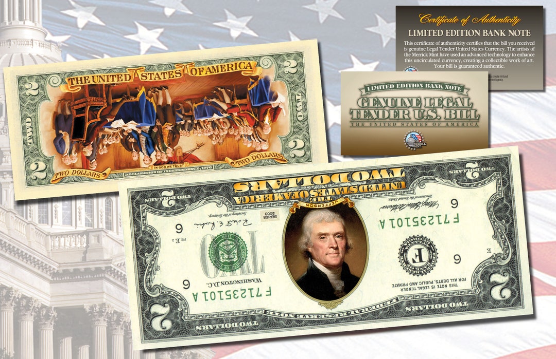 INVERTED Upside Down Error 2.00 Dollar U.S. Bill Genuine Legal Tender ...