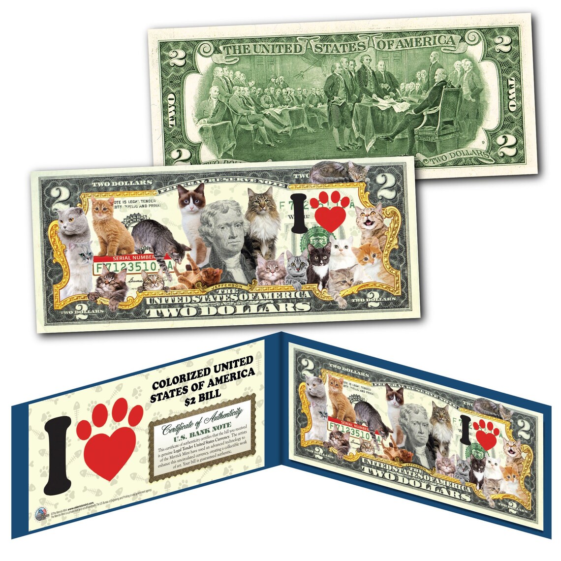 CAT Lover Keepsake Two Dollar Bill on Genuine US Currency - Etsy
