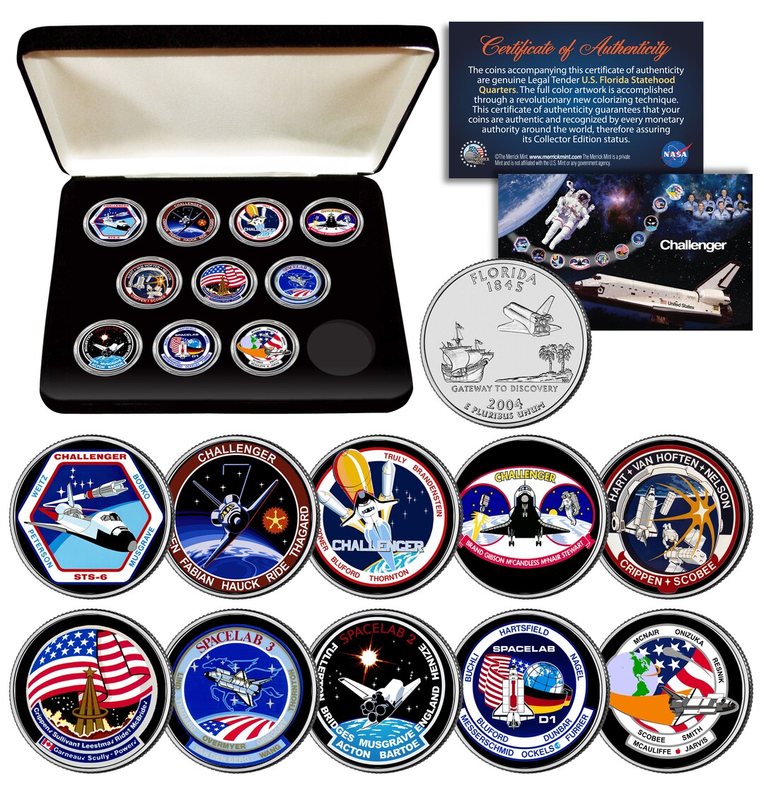 CHALLENGER Space Missions Colorized U.S. Quarters 10-coin Set NASA ...