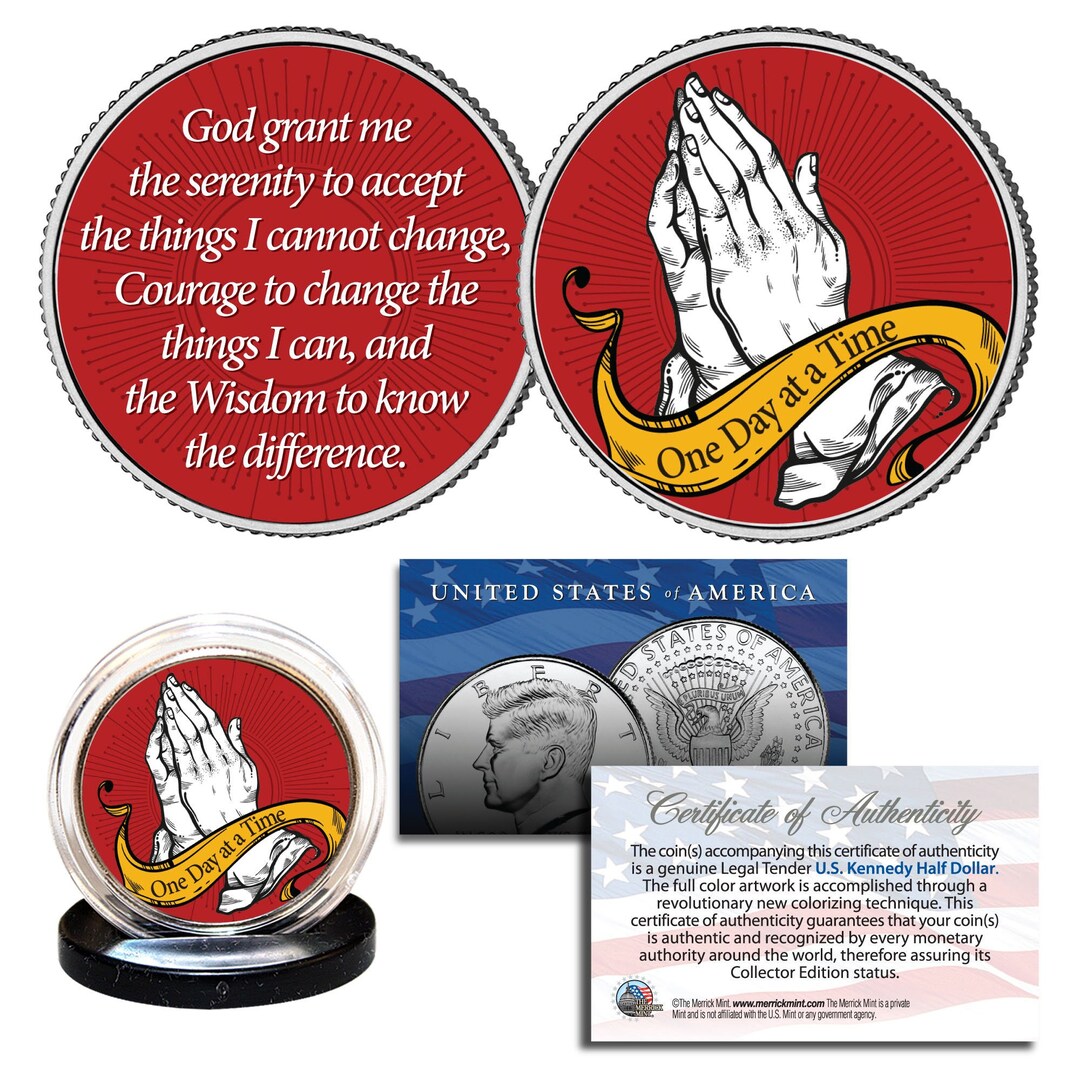 Serenity Prayer praying Hands U.S. JFK Half Dollar Coin Keepsake Gift ...