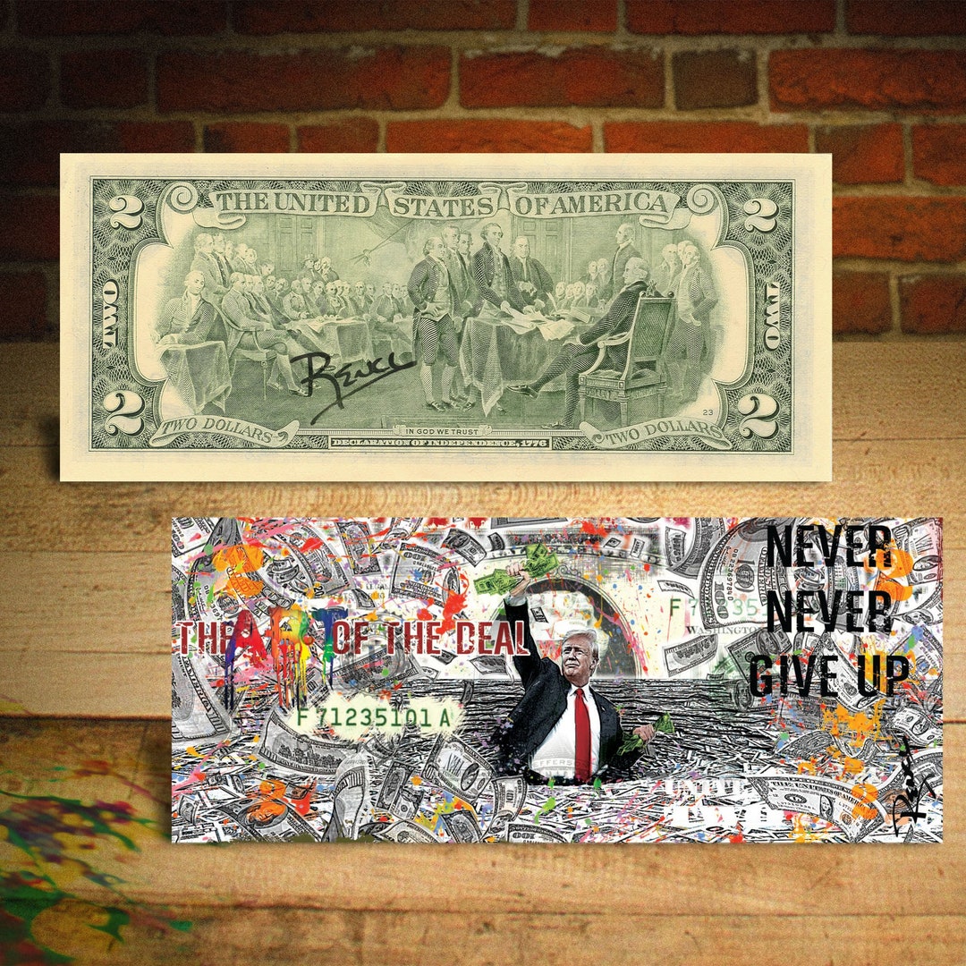 DONALD TRUMP the Art of the Deal Genuine Two Dollar Bill Hand-signed by ...