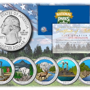America the Beautiful COLORIZED Parks Quarter 5 Coin Sets - Choose Year ...