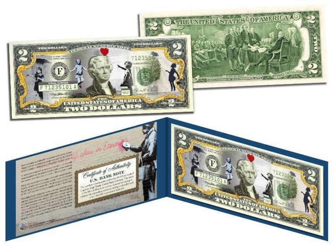 BANKSY GIRLS Two Dollar Bill US Legal Tender Banknote Street Art ...