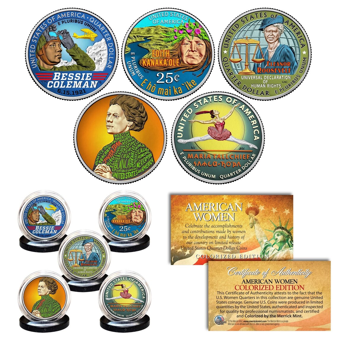 American Women 2023 Series U.S. Mint Colorized Quarters 5-coin Set in ...