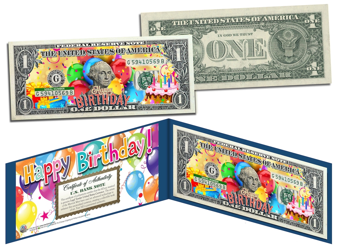 UNIQUE BIRTHDAY Card or Gift * Happy Birthday * Colorized 1.00 Dollar ...