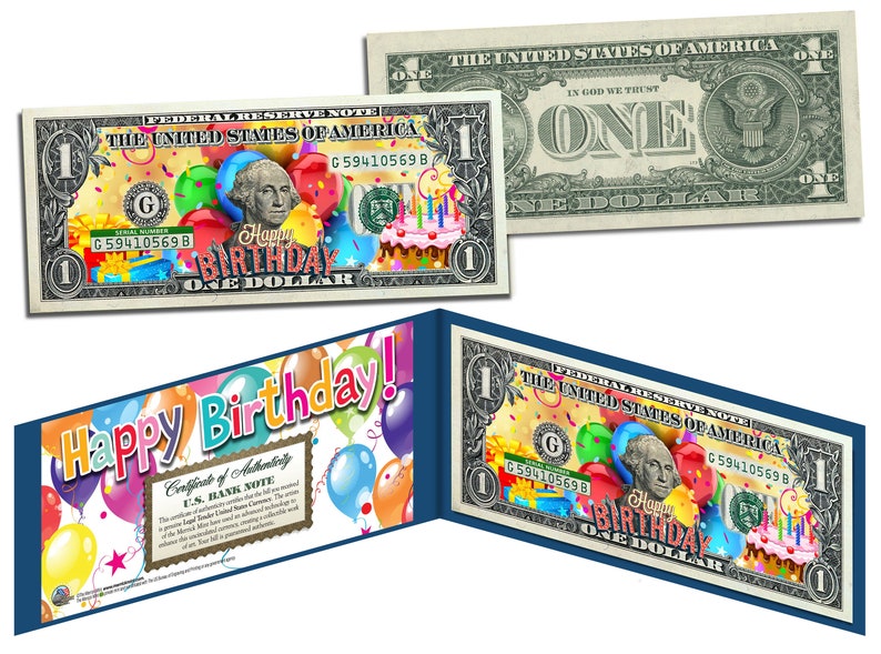 UNIQUE BIRTHDAY Card or Gift * Happy Birthday * Colorized 1.00 Dollar ...