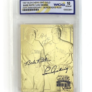 YANKEES MURDERERS' ROW * Babe Ruth / Lou Gehrig * 23K Gold Card - Gem ...