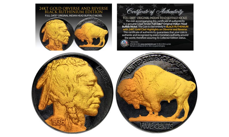 1930s Black Ruthenium Original Indian Head Buffalo Nickel *full Dates ...