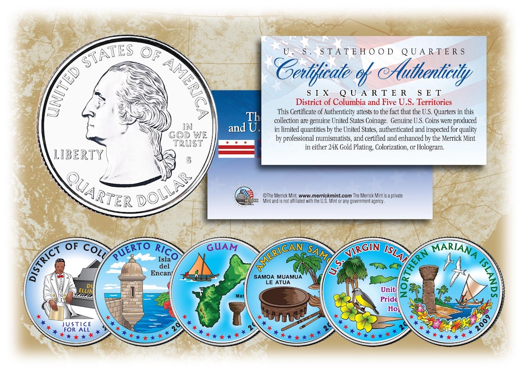 2009 DC & U.S. Territories Quarters COLORIZED * 6-coin Set * STATEHOOD ...