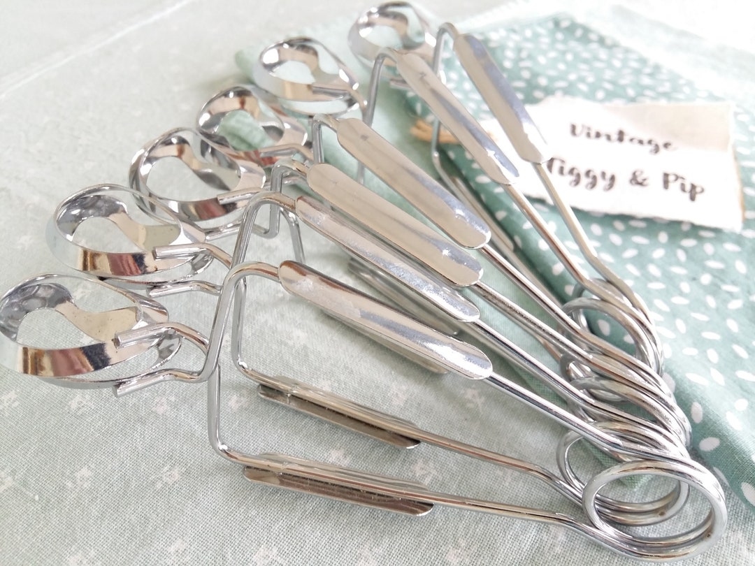 Set of SIX Snail Tongs. Vintage, Escargot Tongs. Stainless Steel Fine ...
