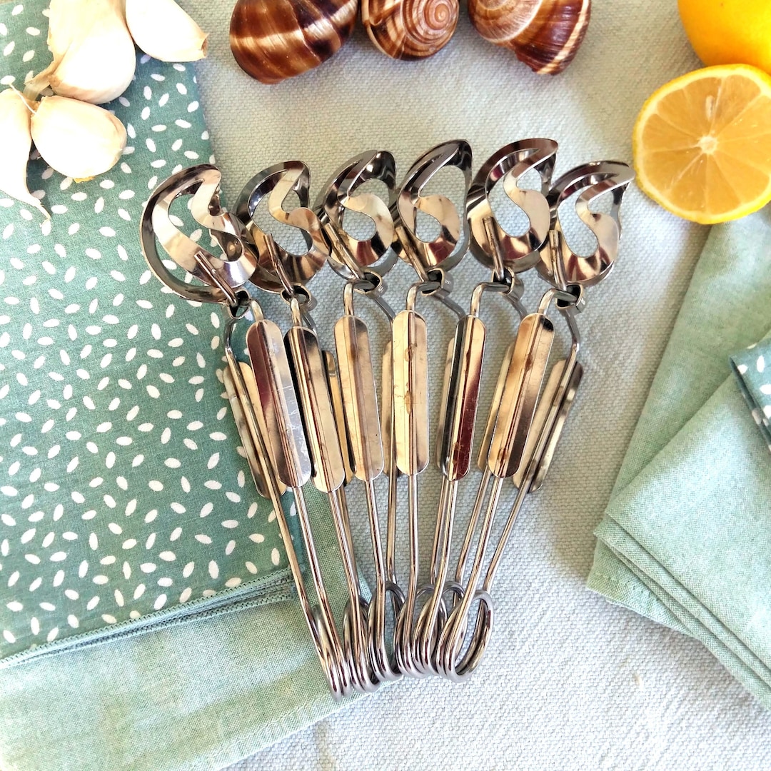 Set of SIX Escargot Tongs. Vintage, Snail Tongs. French Fine Dining ...