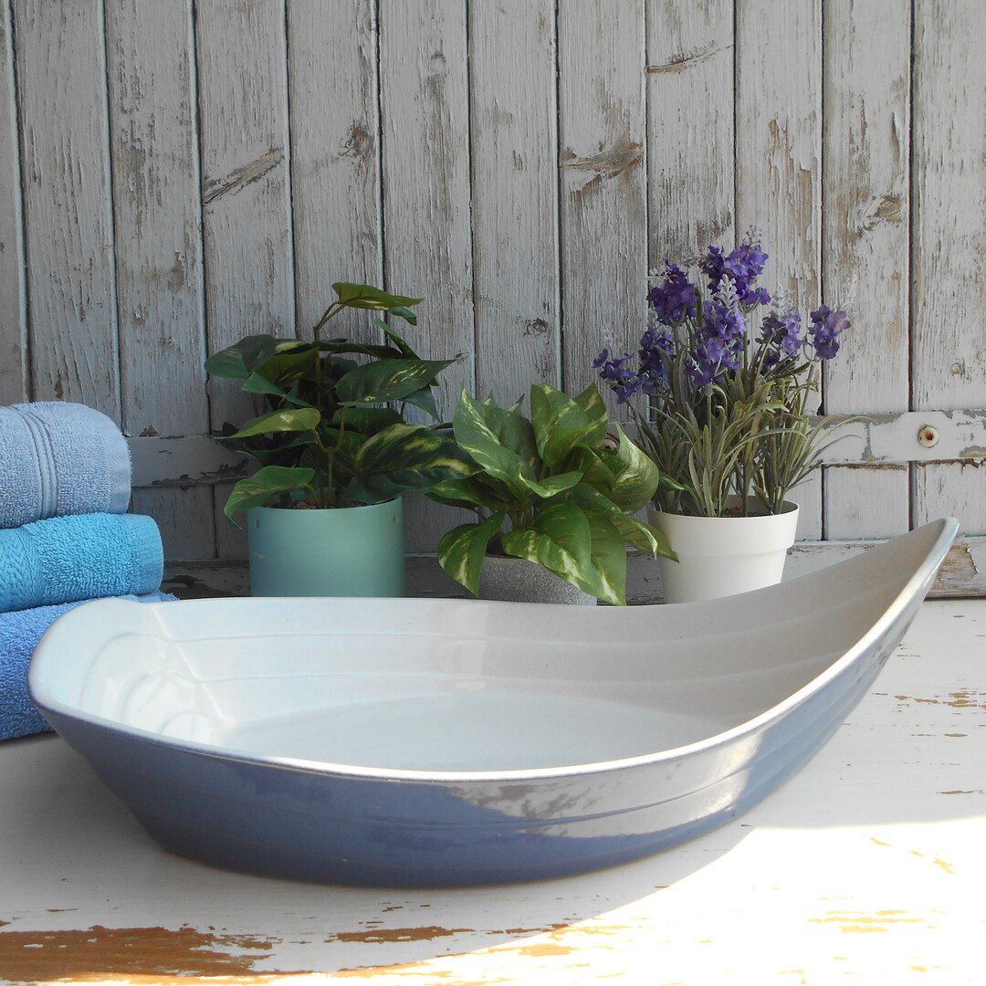 Enormous Boat Shaped Dish. Ceramic Boat. Sea Themed/nautical Décor ...