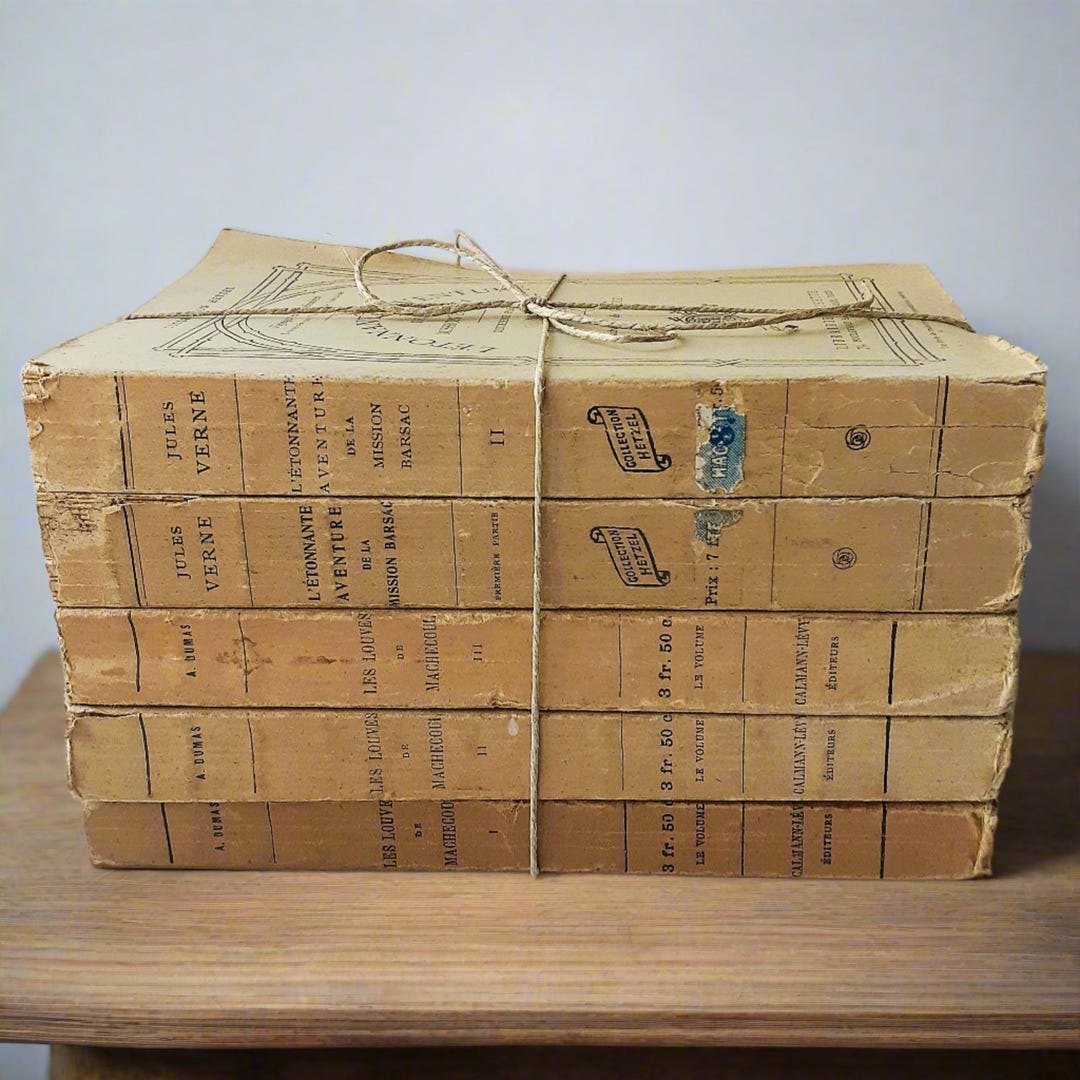 French Antique Book Stack. 100 Year Old Book Bundle. French Literature ...