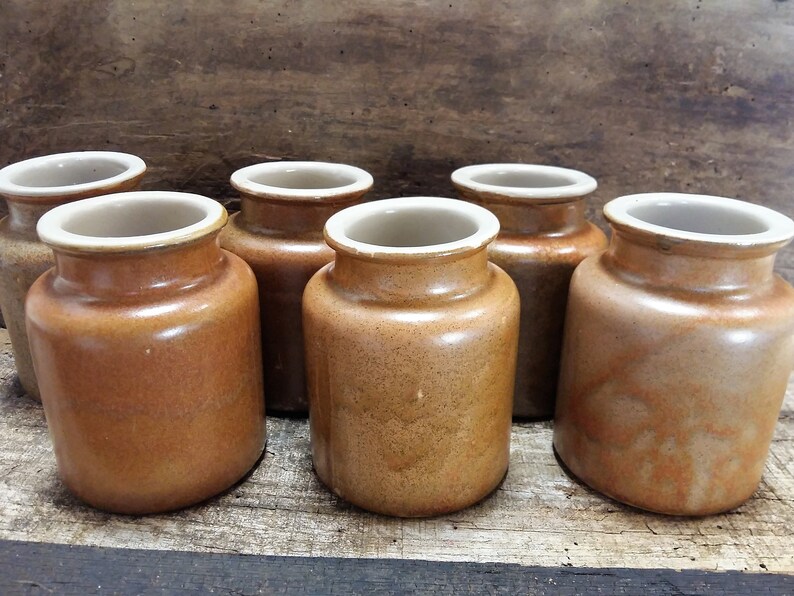 Six Vintage Stoneware Mustard Crocks. Rustic French Mustard - Etsy