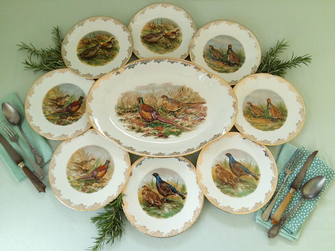 Game Bird Limoges Dinnerware Set. Full Set of 8 Limoges Porcelain Game ...