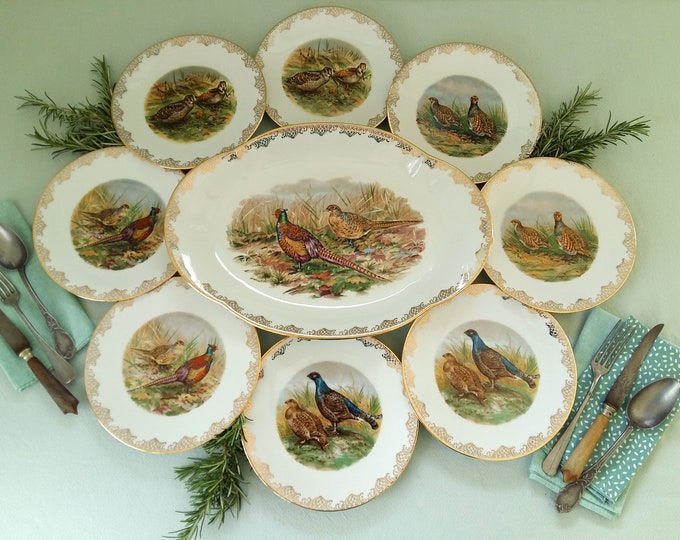 Game Bird Limoges Dinnerware Set. Full Set of 8 Limoges Porcelain Game ...