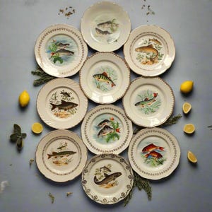 10 Mix and Match Fish Plates. Mismatched Fish Dinner Plates. Fish Plate ...