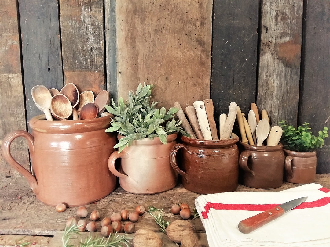 Confit Pot. SET OF FIVE . Large, Antique Confit Pots. French Confit ...