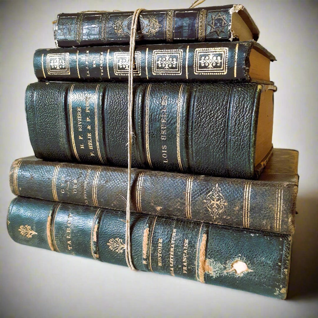Set of 5 Antique French Books in Midnight Blue | Decorative Antique ...