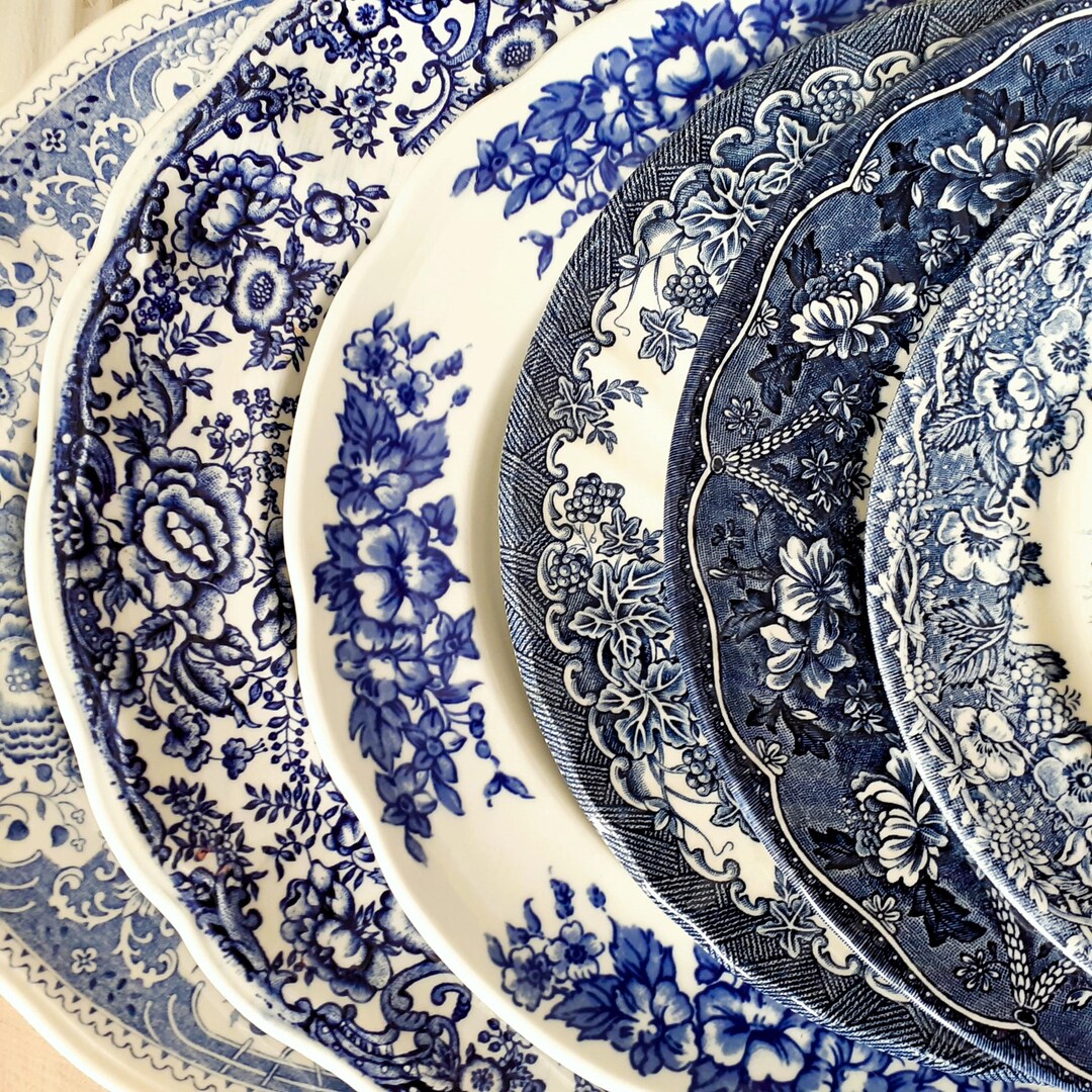 SIX Mix and Match Blue and White Plates. Blue & White Transferware ...