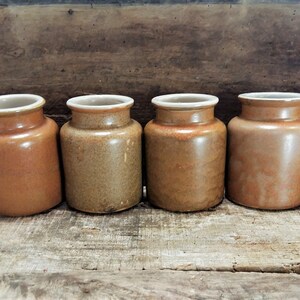 Six Vintage Stoneware Mustard Crocks. Rustic, French Mustard Jars. Herb ...