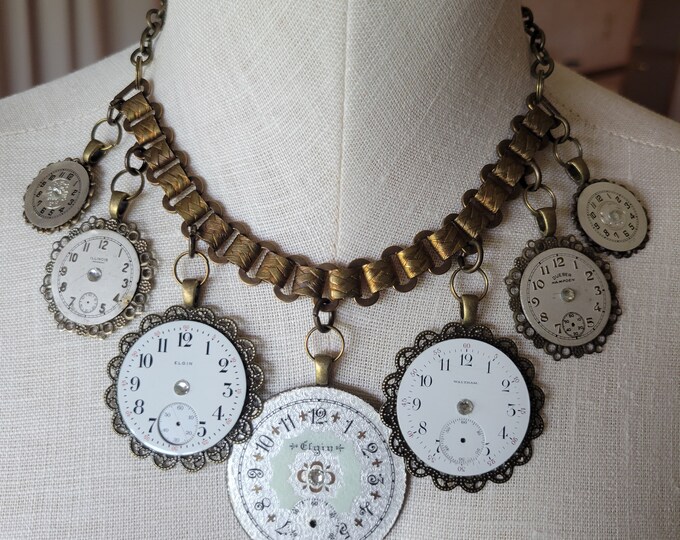 Vintage Pocket Watch Face Necklace & Earrings. Upcycled and Repurposed ...