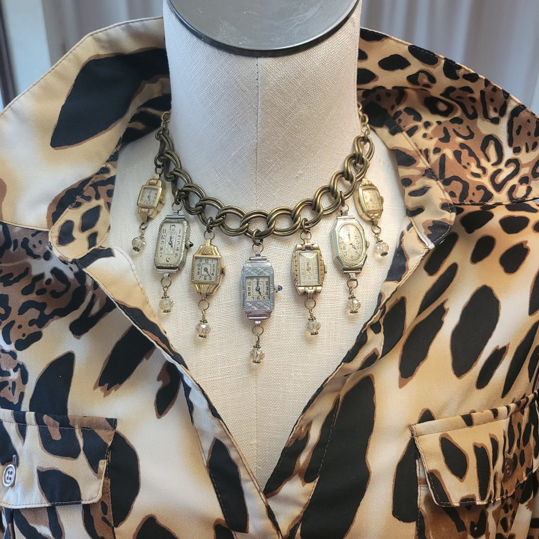 Vintage Art Deco Watch Assemblage Necklace / Upcycled / Repurposed / Steampunk - Etsy