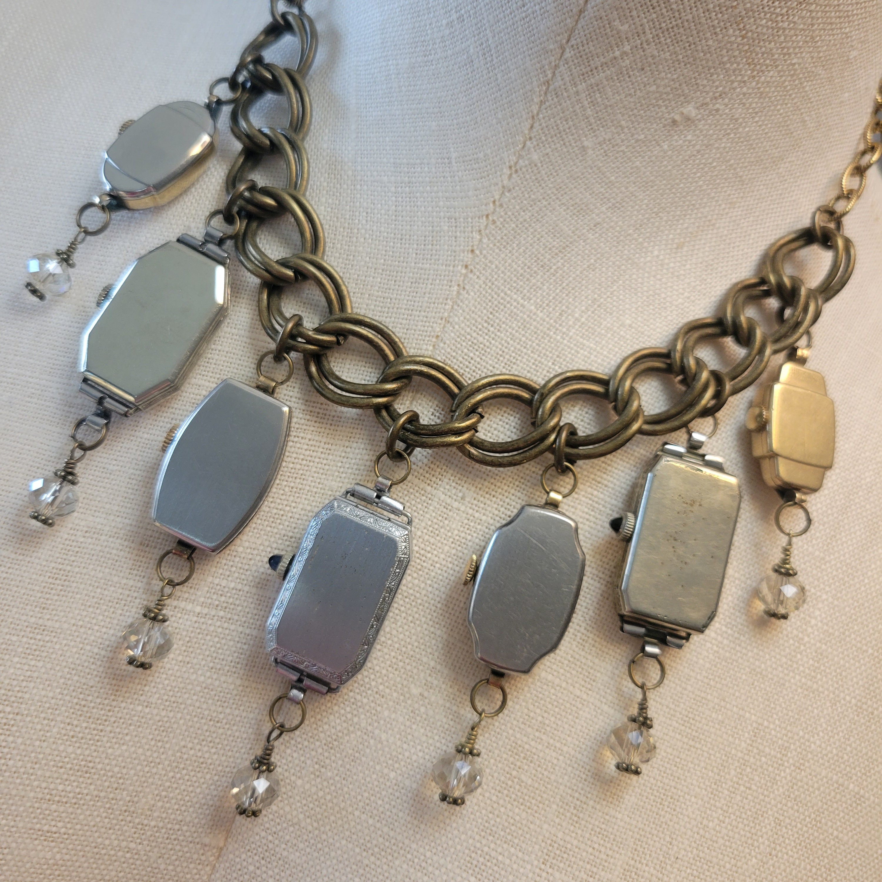 Vintage Art Deco Watch Assemblage Necklace / Upcycled / - Etsy