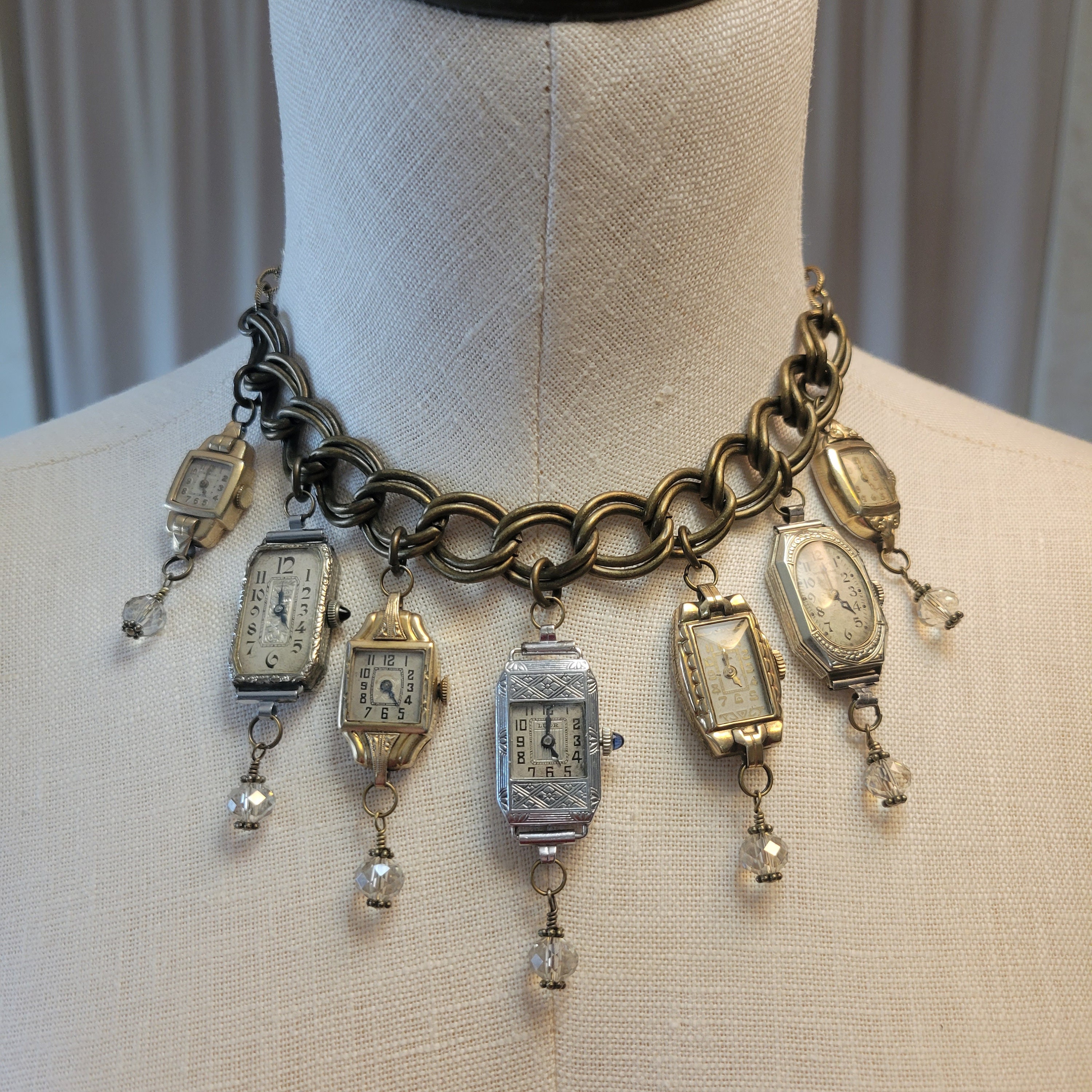 Vintage Art Deco Watch Assemblage Necklace / Upcycled / Repurposed / Steampunk - Etsy