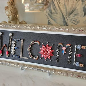 Framed Jewelry Art / 'welcome' / Repurposed and Upcycled Vintage ...