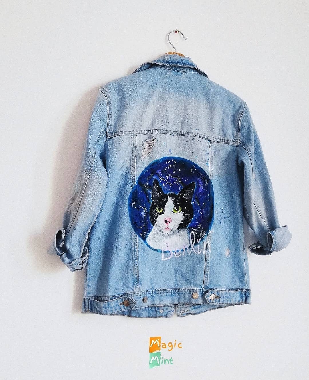 Custom Denim Jacket, Denim Jacket With Painted Design, Upcycled ...