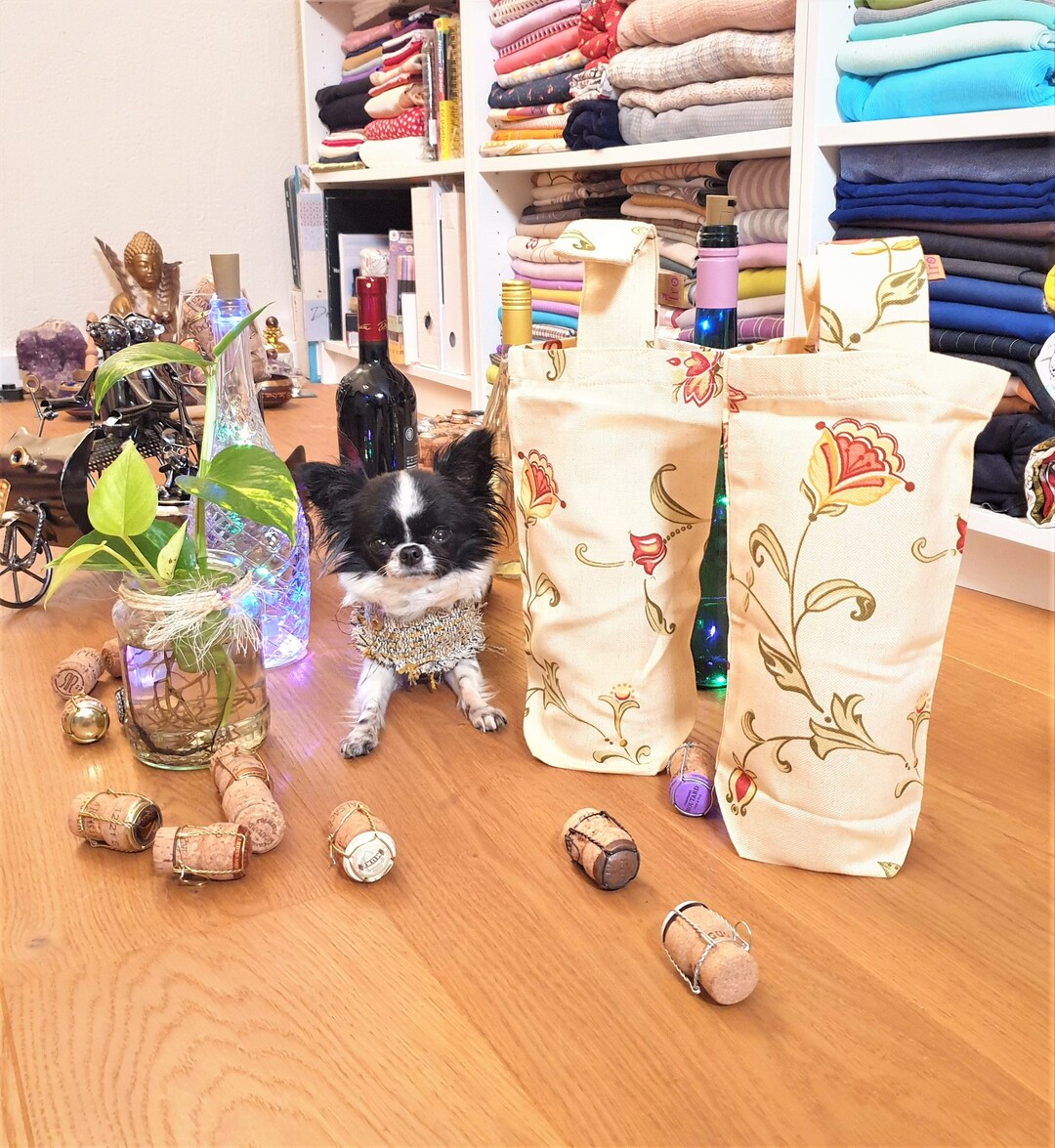 Vinopetiro Wine Bottle Tote Bag | Vintage Boho Wine Tote Carrier | Eco ...