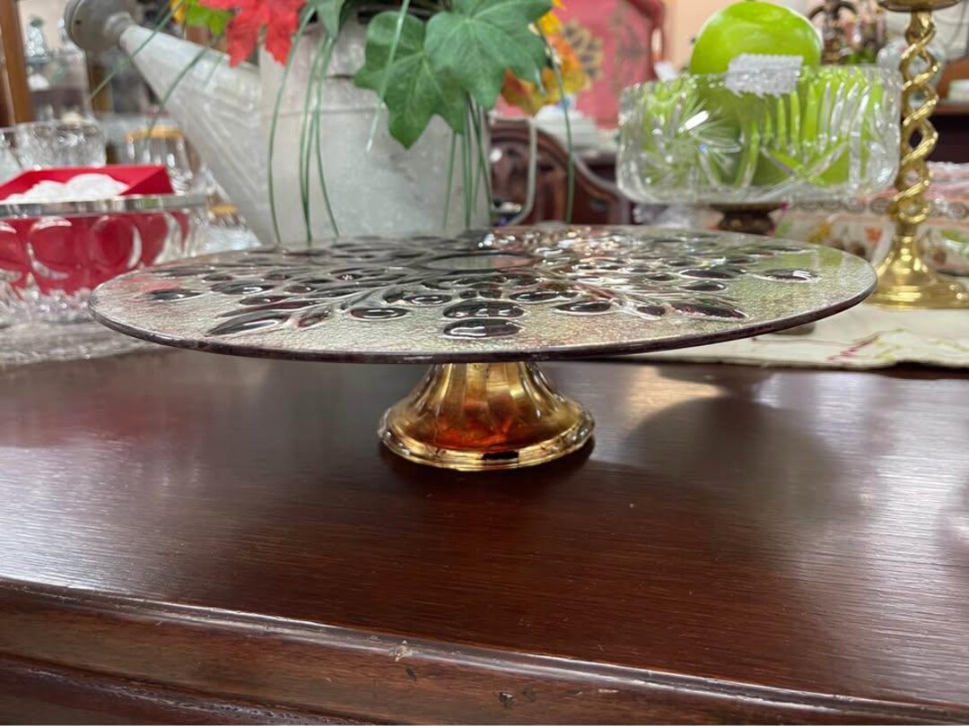 Royal Touch Round Decorative Glass Cake Stand - Etsy