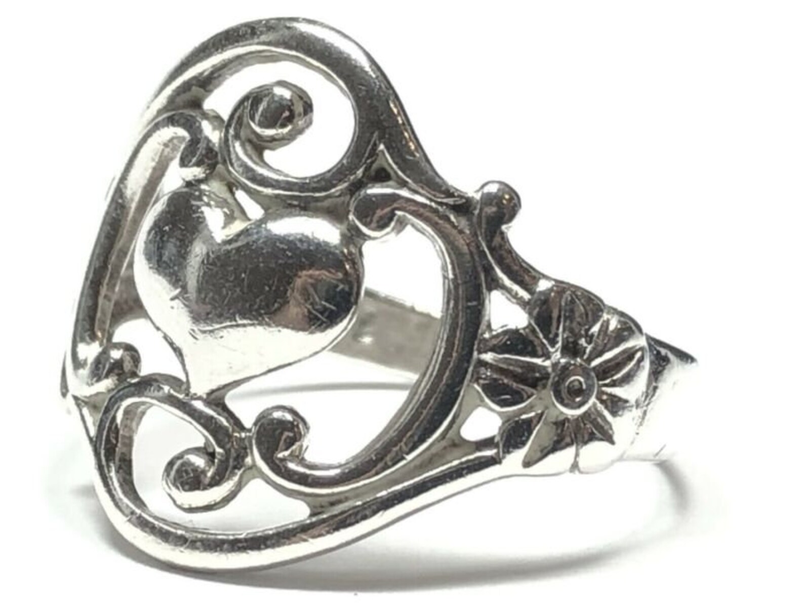 Beautiful Ladies Sterling Silver Heart Ring Signed NV Size | Etsy