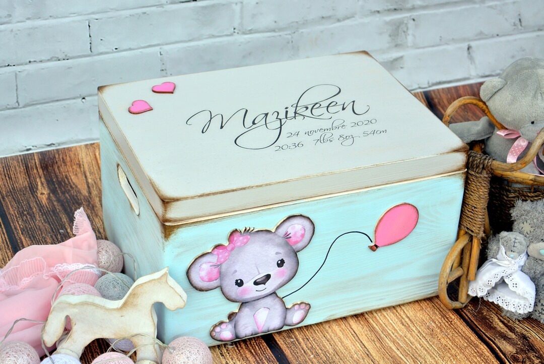 Personalized Wood Time Capsule, Baby Keepsake for Girl, Memory Box Gift ...