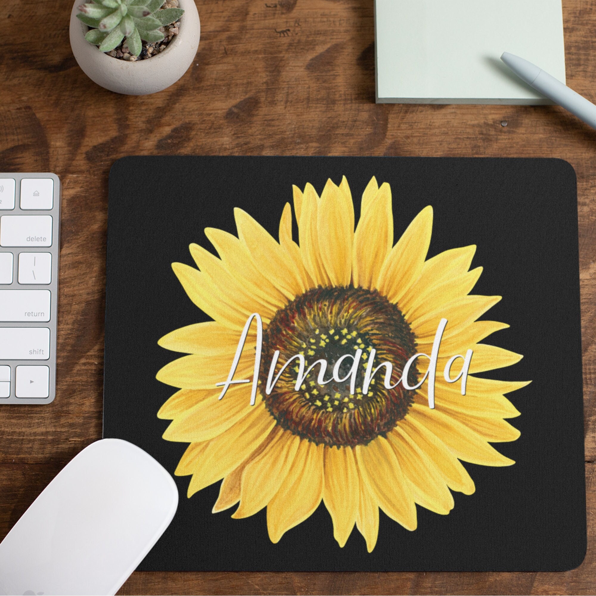 Sunflower Sunflower Gift Mouse Pad Personalized Mousepad - Etsy