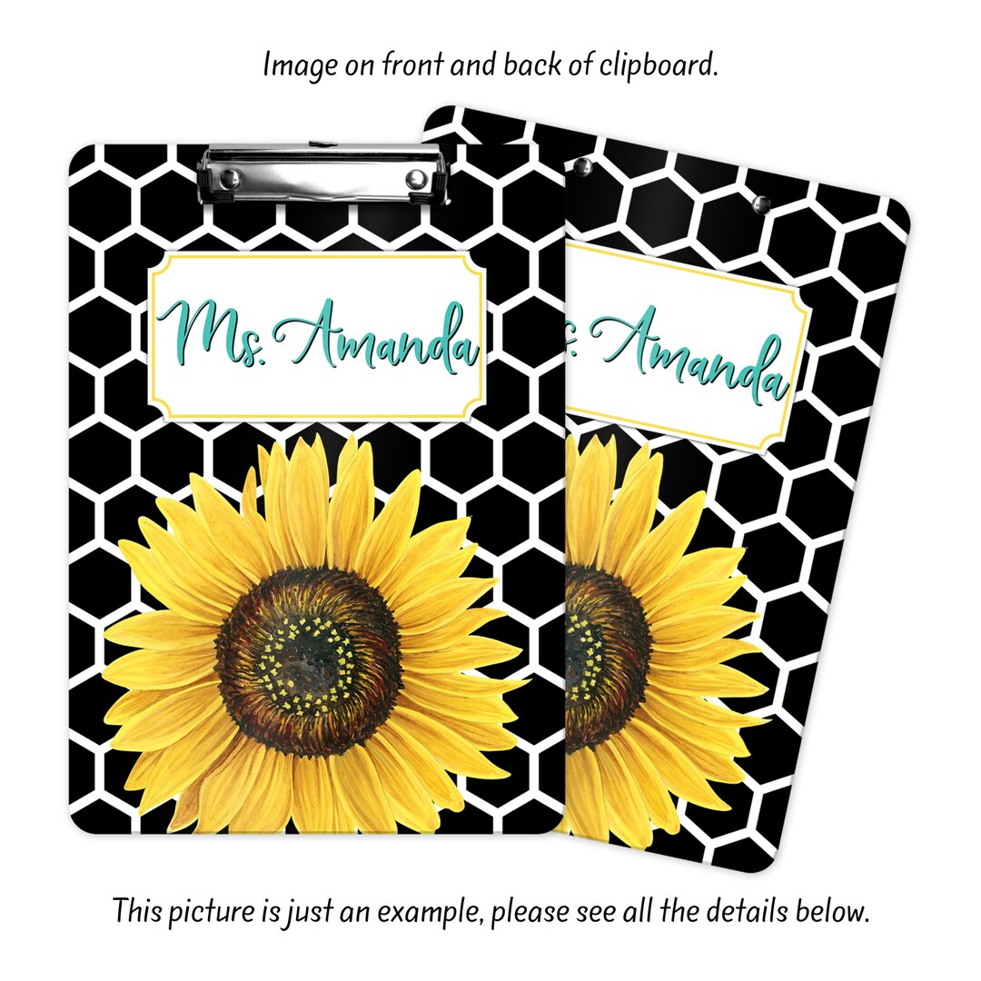 Sunflower Teacher Appreciation, Custom Clipboard, Monogram Clip Board ...