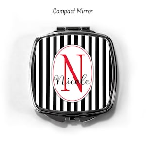 Personalized Compact Mirror: Silver Metal, Custom Initial Gift - Etsy