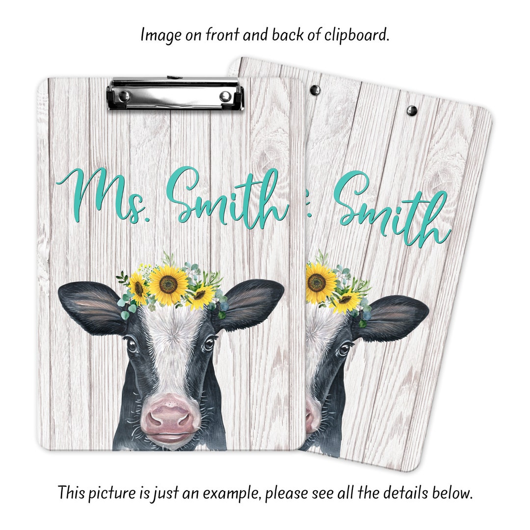 Cow, Sunflower, Cow Print Teacher Appreciation, Custom Clipboard, Gift ...