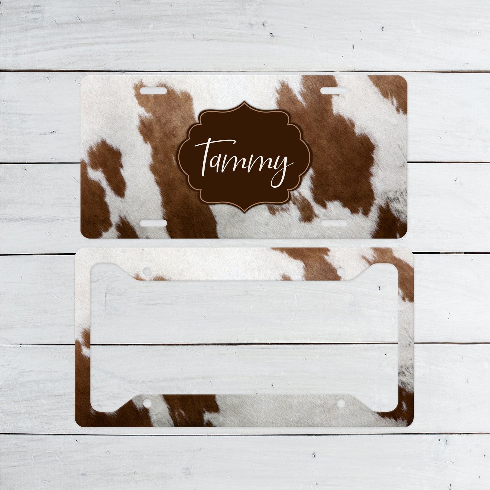 Cow Print License Plate License Plate Frame License Plate - Etsy