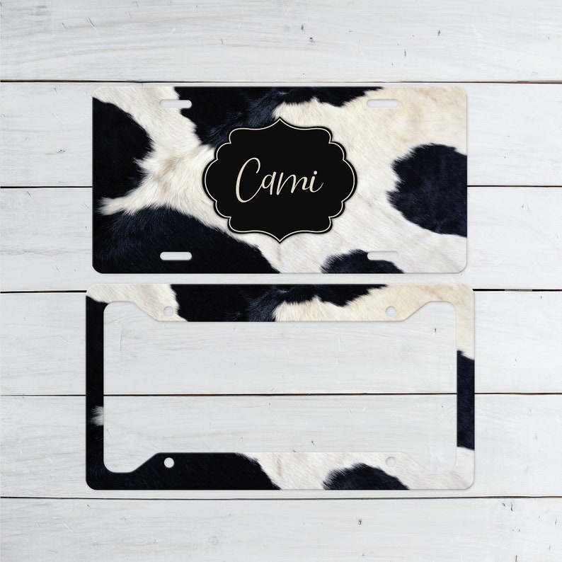 Cow Print License Plate License Plate Frame License Plate - Etsy