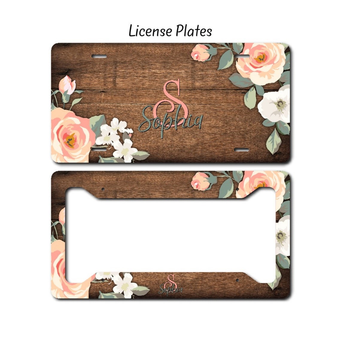 Floral License Plate License Plate Frame License Plate Art | Etsy